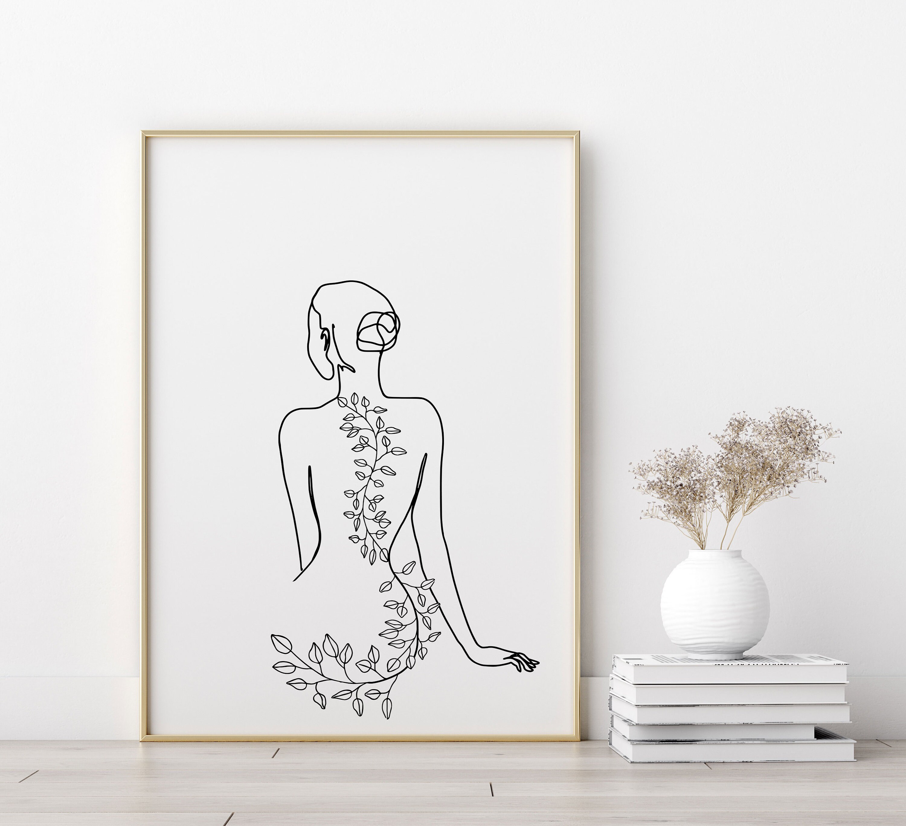 Minimalist Line Art Woman Body Print Black White Minimalist | Etsy