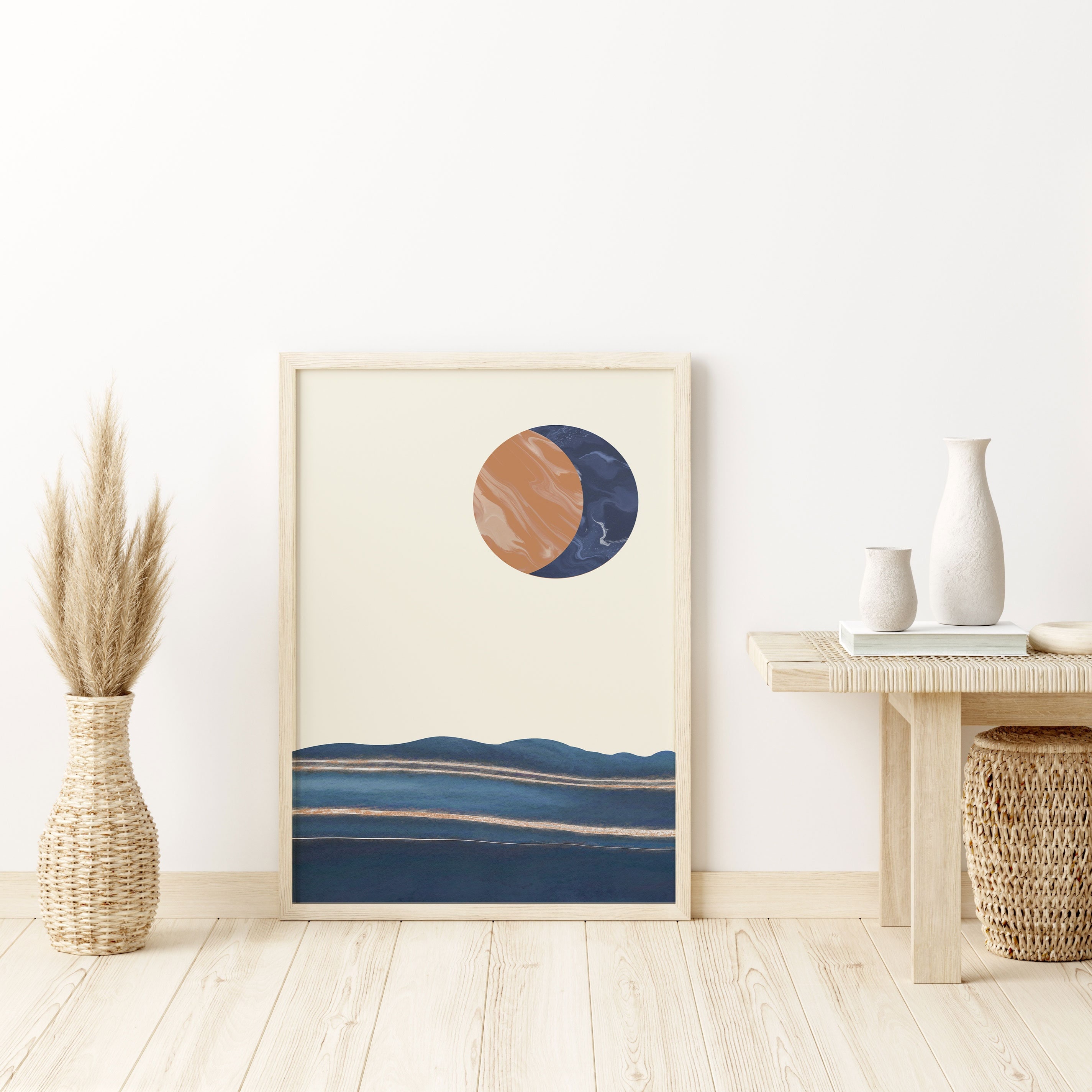 Boho Chic Wall Art, Moon Wall Hanging, Moon Wall Art Poster, Boho Art ...