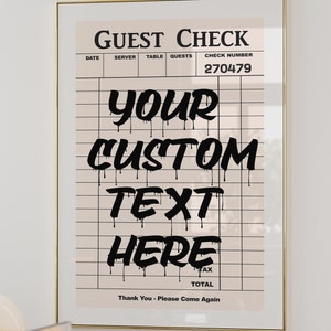 Custom Guest Check Art Print, Preppy Wall Art, Dripping Paint Effect ...