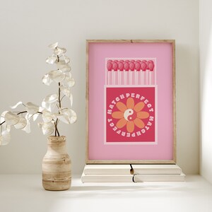 Cute Pink and Red Print, Trendy Wall Art, Perfect Match Print ...