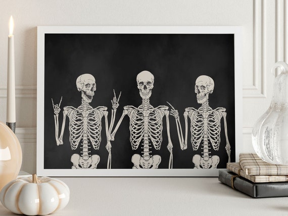 Halloween Printable Vintage Skeleton Print Trendy Halloween - Etsy