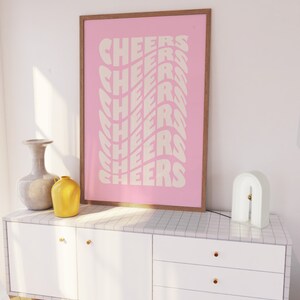 Trendy Bar Cart Poster | Cute Pink Print | Bar Cart Art | Colorful Boho ...