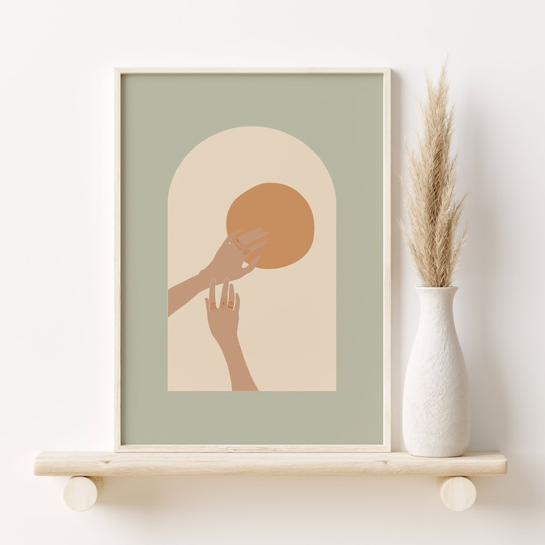 Boho Gallery Wall Print Set Modern Boho Prints Matching Rust | Etsy