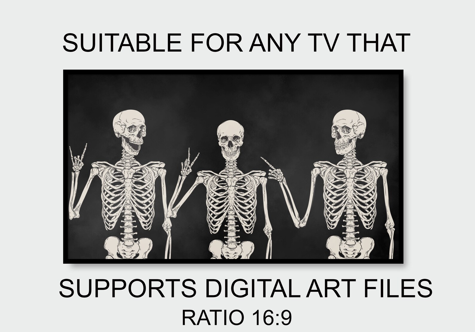 Halloween Art Frame TV, Funny Skeleton Print, Modern Digital Art for ...