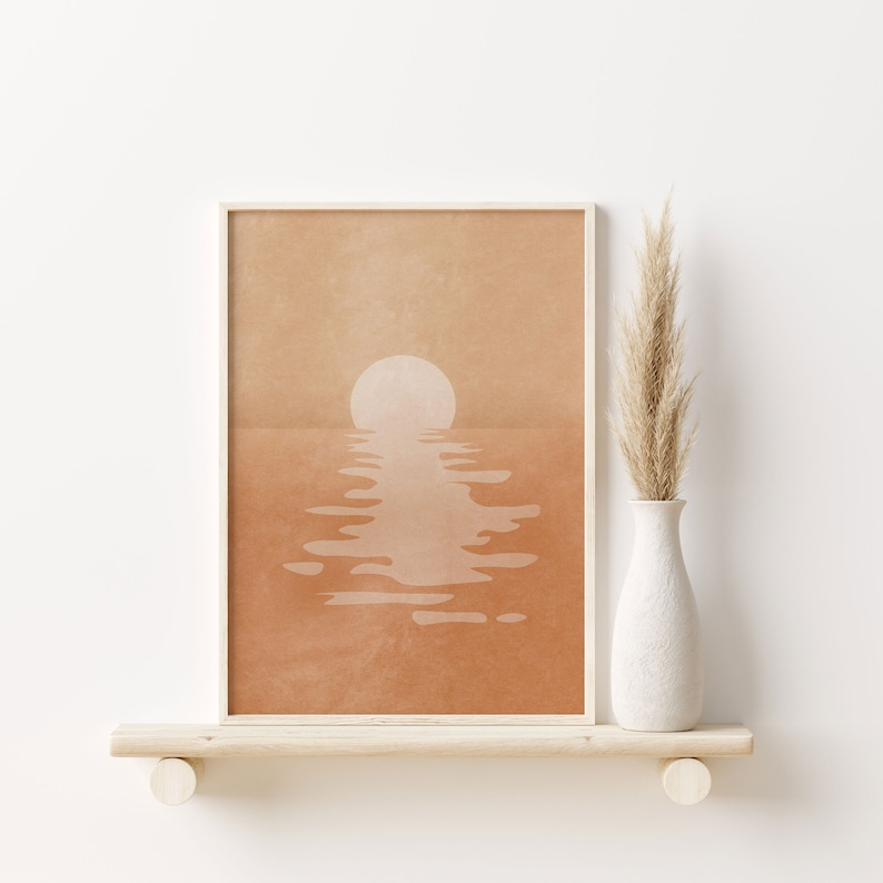 RETRO SUNSET PRINT Boho Sun Print Sun Poster Modern | Etsy