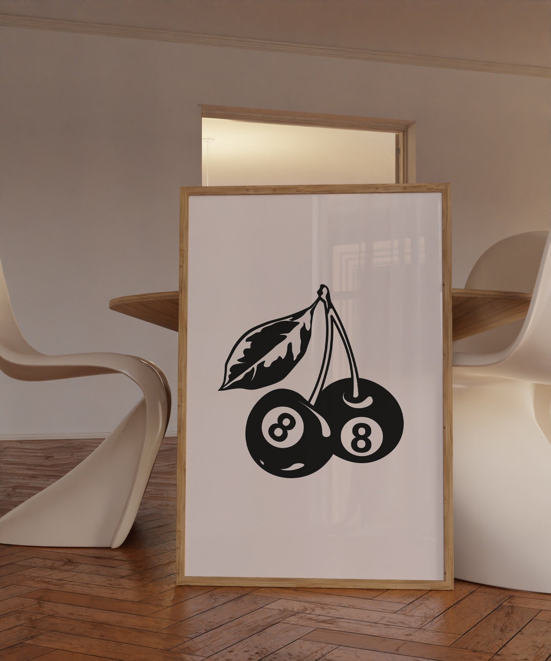 8 Ball Cherry Print Trendy Wall Art | Modern Apartment Decor | Modern ...