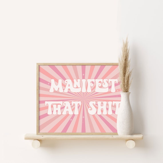 Retro Pink Quote Poster Motivational Quote Print Trendy | Etsy