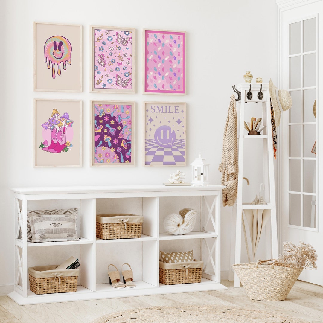Trendy Retro Wall Art Set of 6 Prints, Preppy Wall Decor, Digital ...