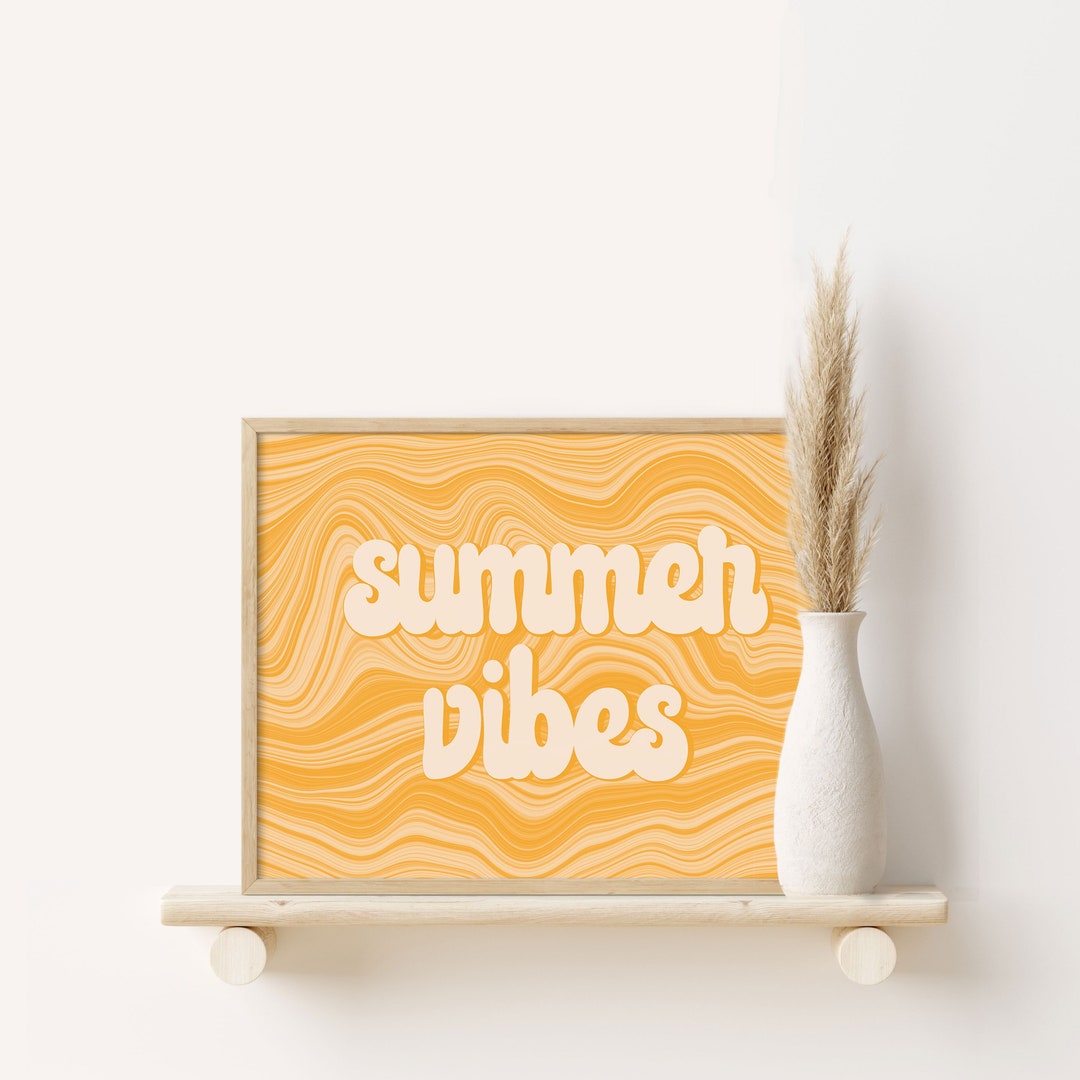 Boho Horizontal Print, Yellow Summer Vibes Poster, Retro Wall Art 70's ...