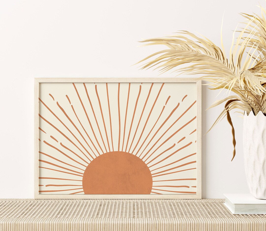 Boho Sun Horizontal Print, Terracotta Poster, Modern Sunrise Poster ...