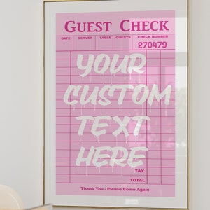 Custom Guest Check Art Print, Preppy Wall Art, Dripping Paint Effect ...
