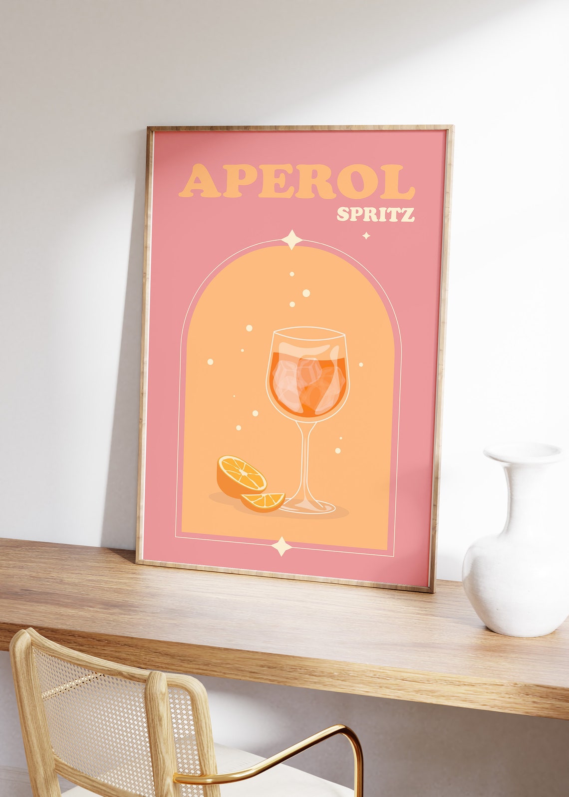 Cute Bar Cart Poster Aperol Spritz Cocktail Print Trendy | Etsy