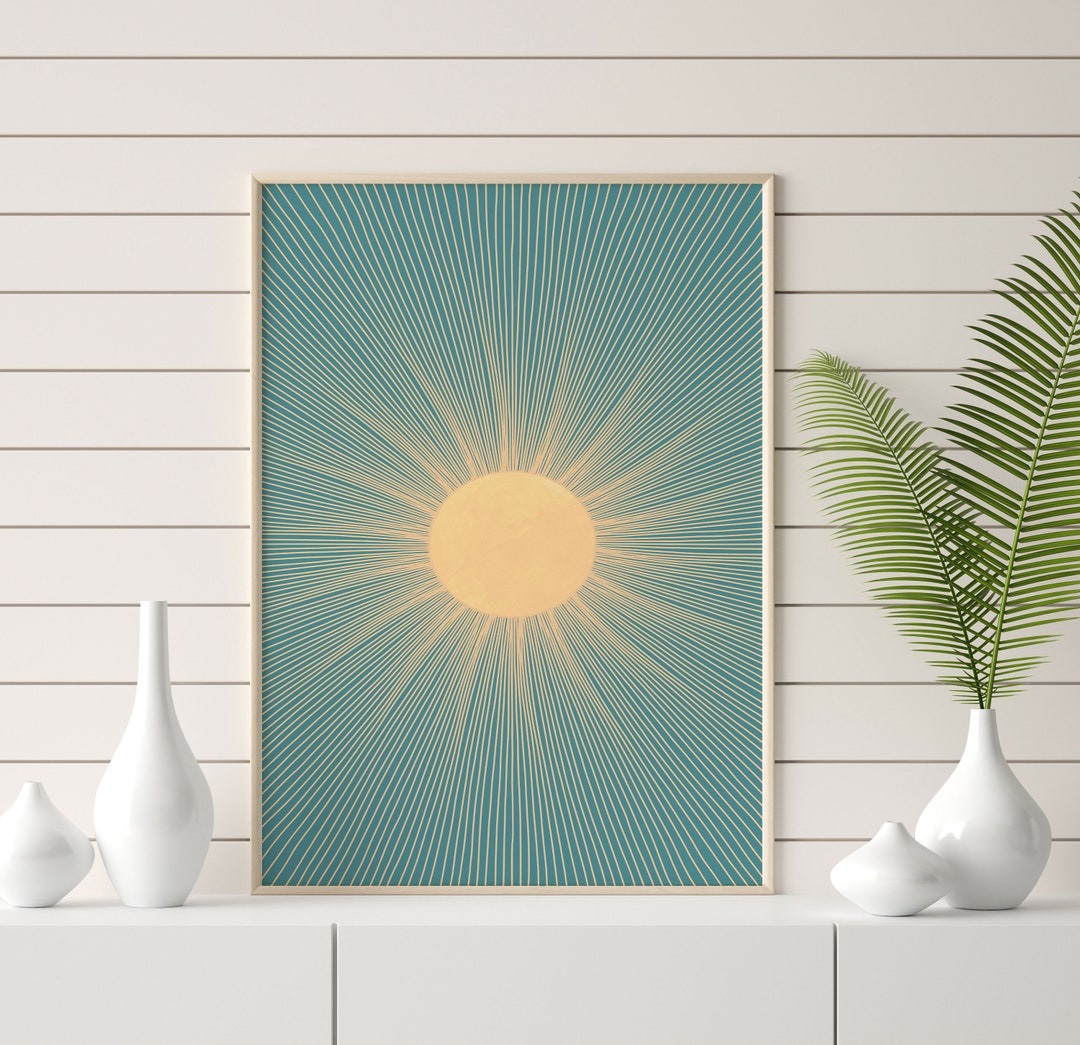 BOHO SUN PRINT - Mid Century Art - Stunning Above Bed Downloadable Wall ...