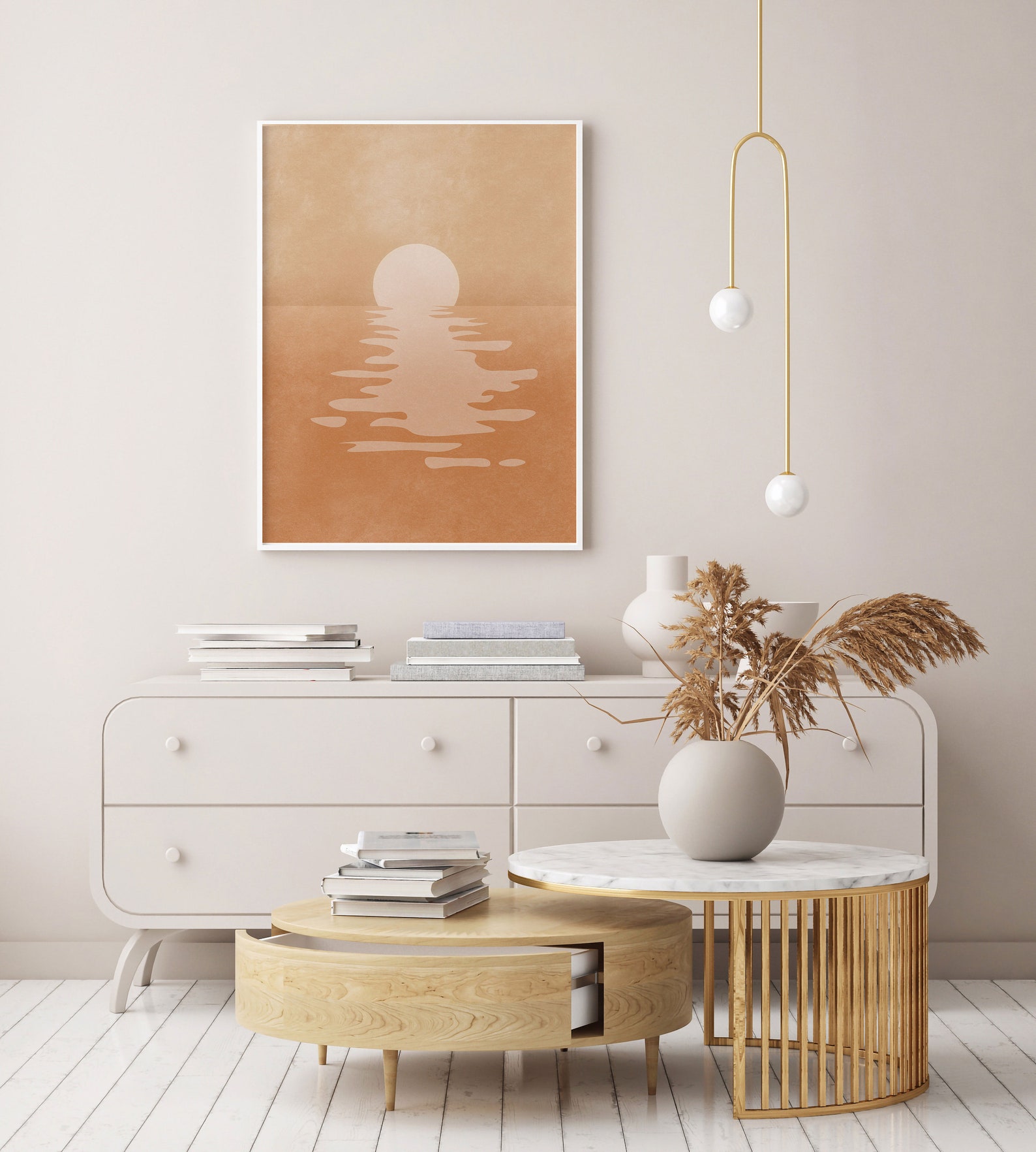 RETRO SUNSET PRINT Boho Sun Print Sun Poster Modern | Etsy