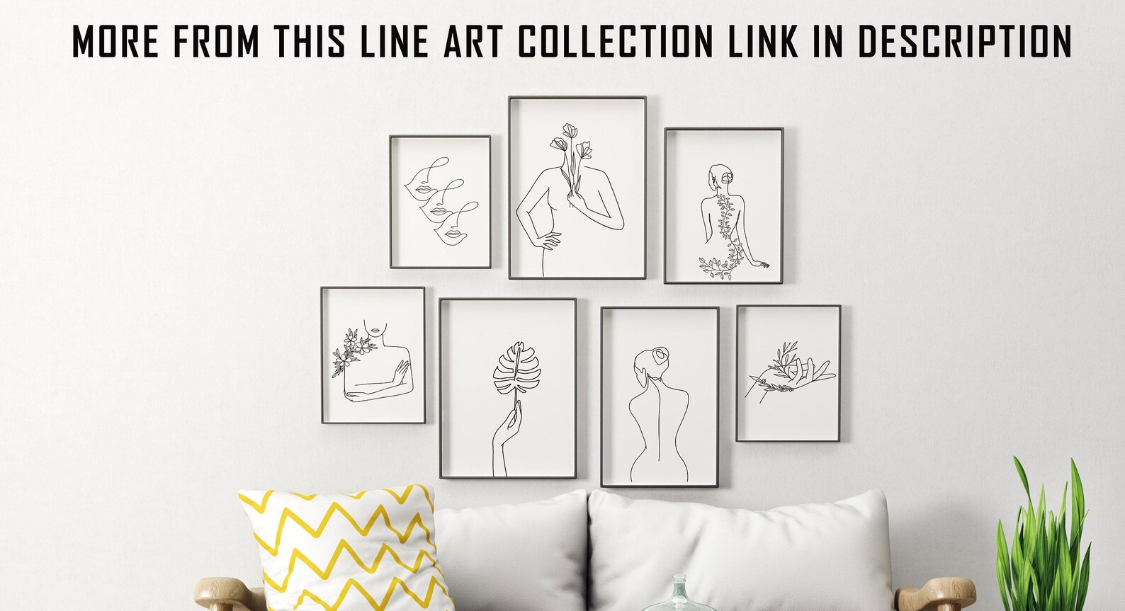 Woman Line Art, Chic Boho Wall Art, Minimalist Line Art Poster, Single ...