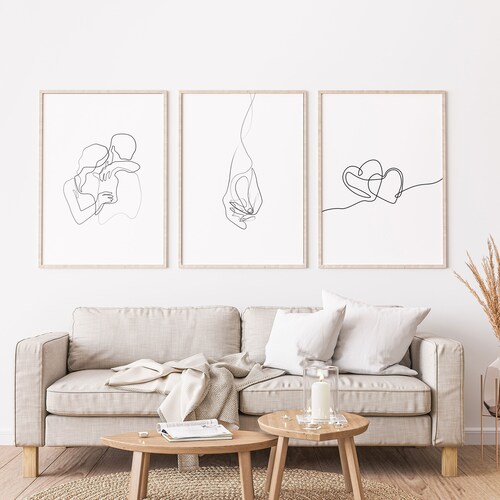 Abstract Couple Line Art Printable Bedroom Wall Art Set of 2 - Etsy
