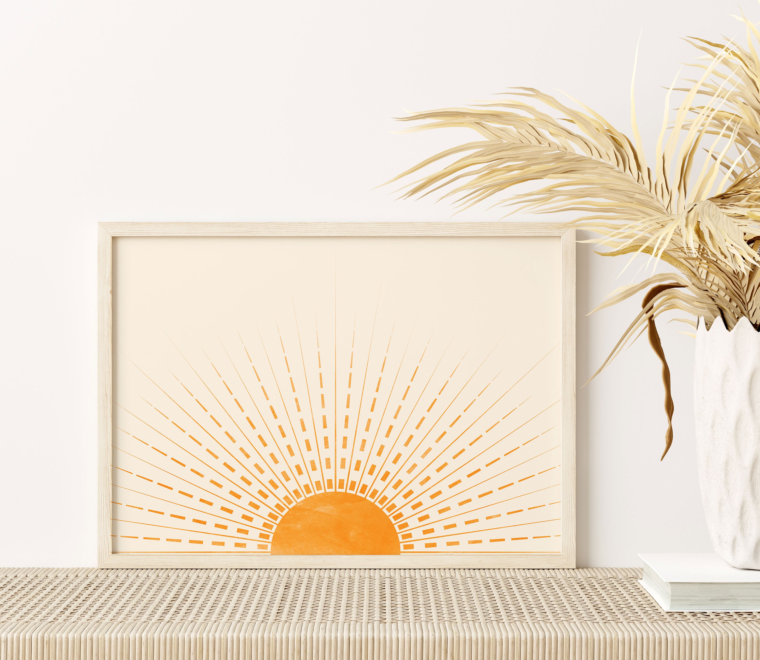 Horizontal Sunset Print Yellow Sun Art Abstract Sun Art | Etsy