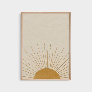 MODERN SUN ART, Midcentury Sun Poster, Boho Sun Wall Art, Sun Rays ...