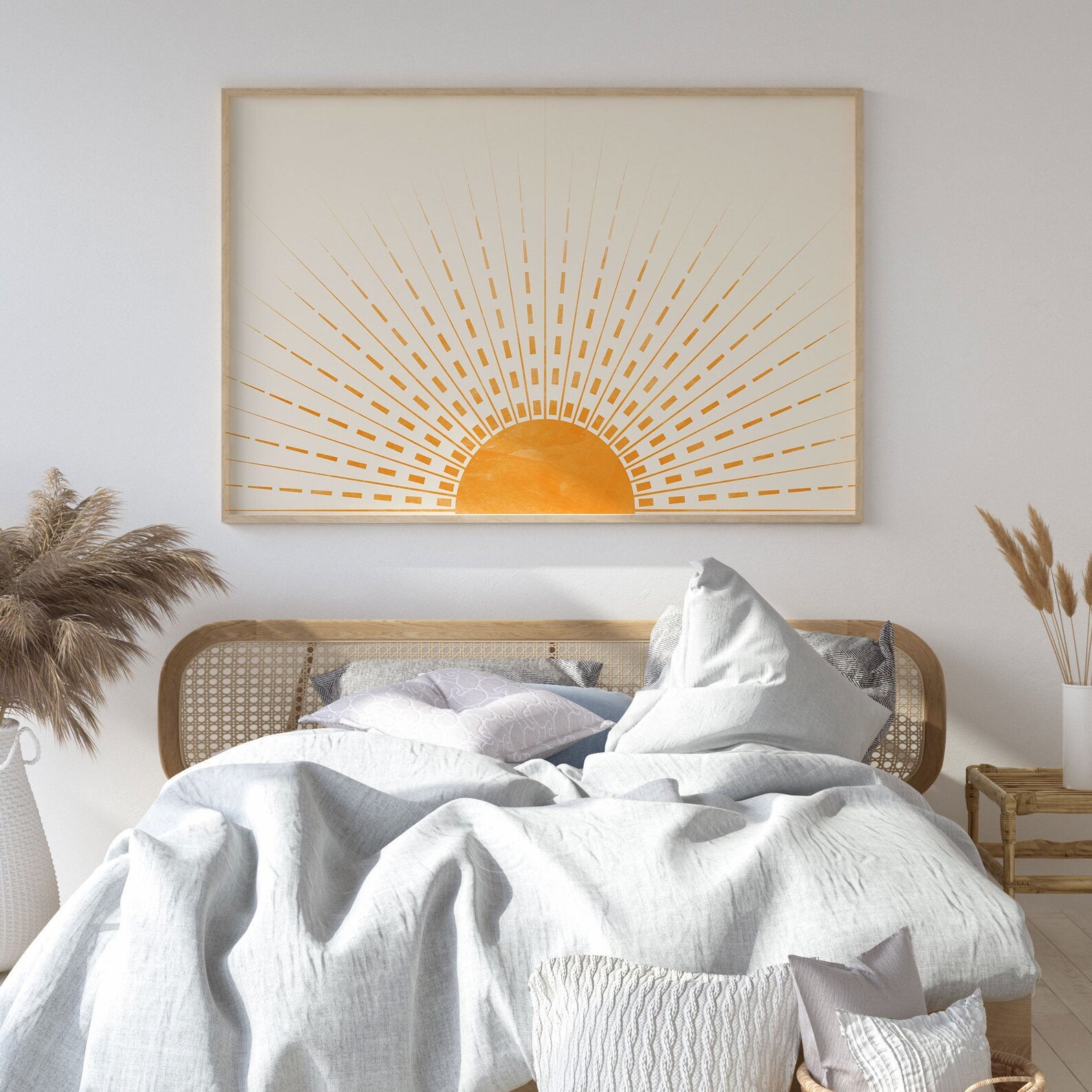 Horizontal Sunset Print Yellow Sun Art Abstract Sun Art | Etsy