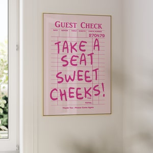 Guest Check Poster, Trendy Wall Art, Guest Check Wall Art, Take a Seat ...