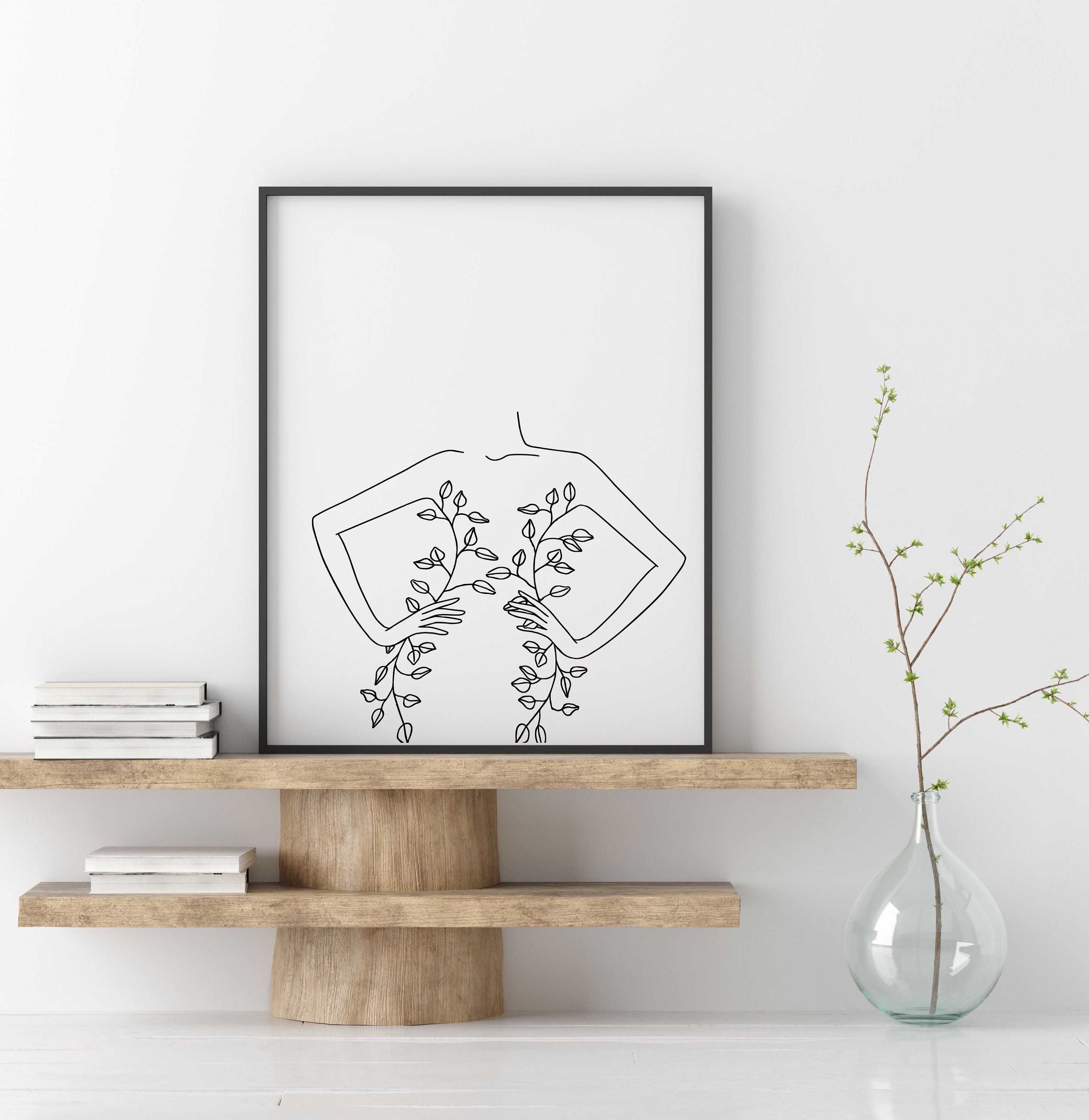 Woman Line Art, Chic Boho Wall Art, Minimalist Line Art Poster, Single ...