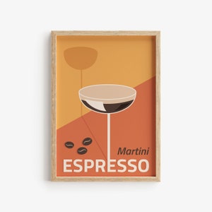 Cocktail Print, Mid Century Modern Retro Orange Yellow Poster, Digital ...