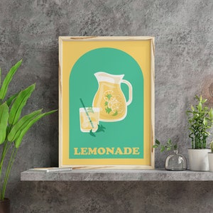 Printable Lemonade Poster, Retro Poster, Drinks Poster, Kitchen Wall ...