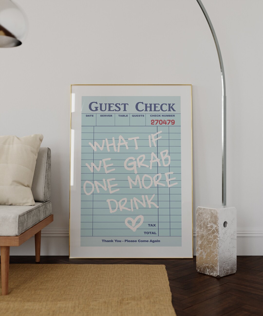 Guest Check Print, Trendy Poster, What If We Grab One More Drink, Guest ...