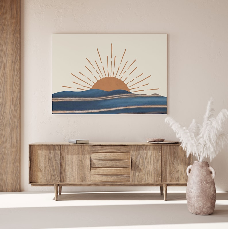 Abstract Rising Sun Print Burnt Orange Sun Wall Art Sun Home - Etsy