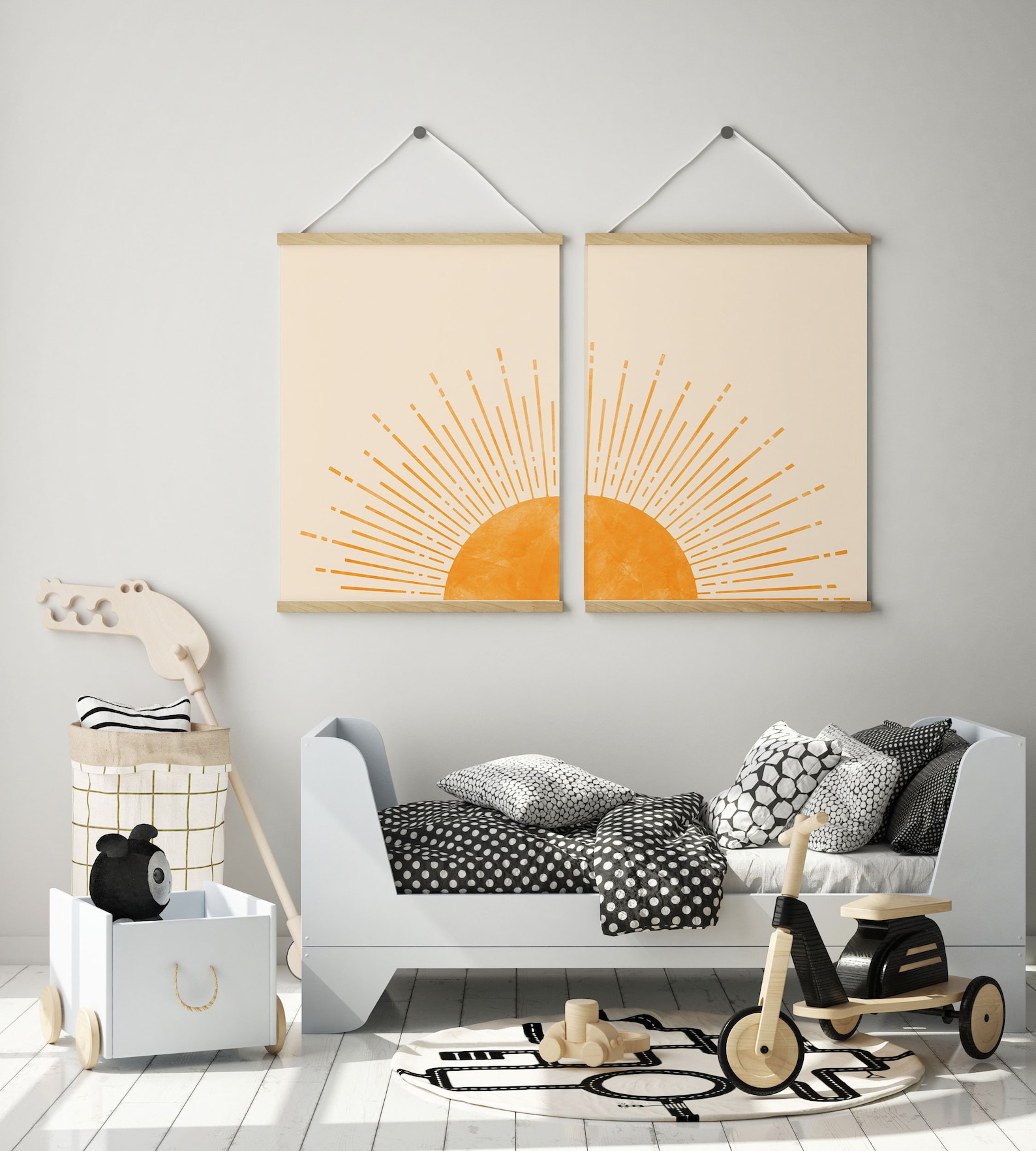 Boho Sun Print Set of 2, Yellow Sun Poster, Modern Sunrise Art, Boho ...
