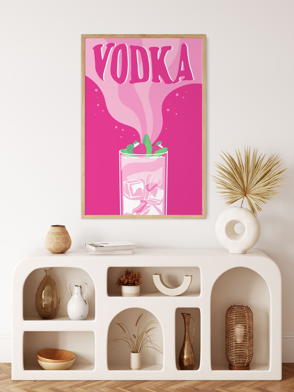 Trendy Pink Print Retro Style Drinks Poster Vodka Print | Etsy