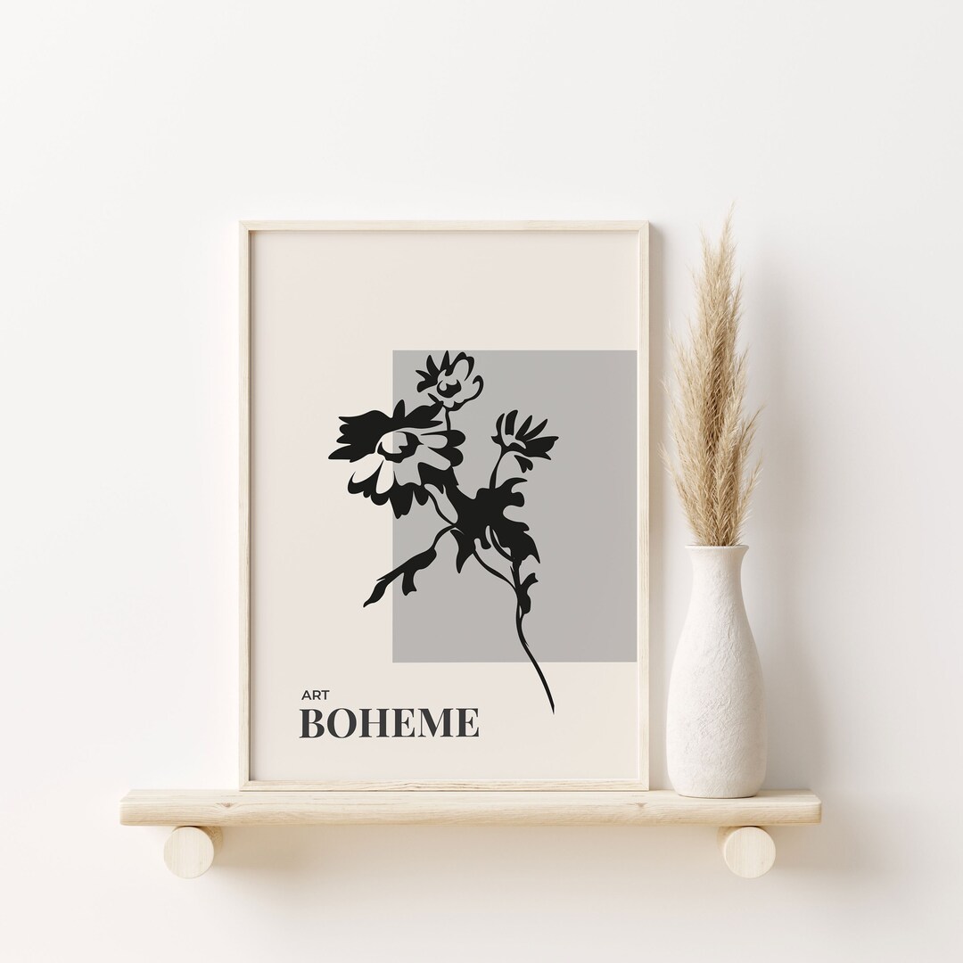 Minimal Flower Print, Digital Download, Modern Apartment Wall Prints ...