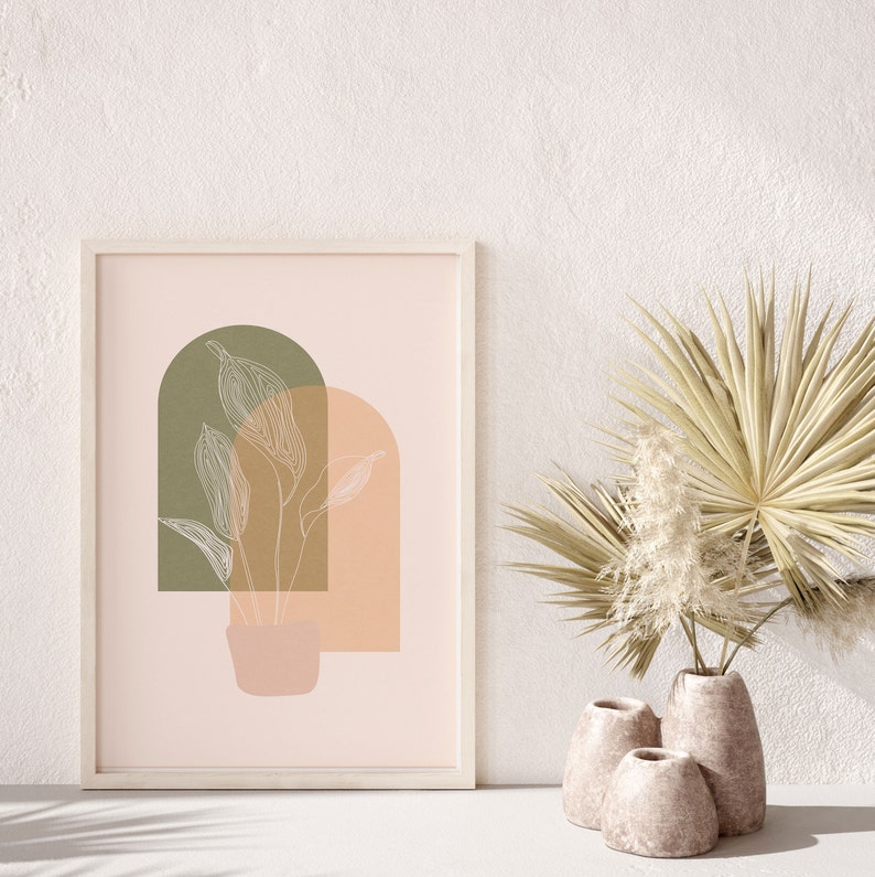 Abstract Botanical Print Printable Wall Art Plant Wall - Etsy