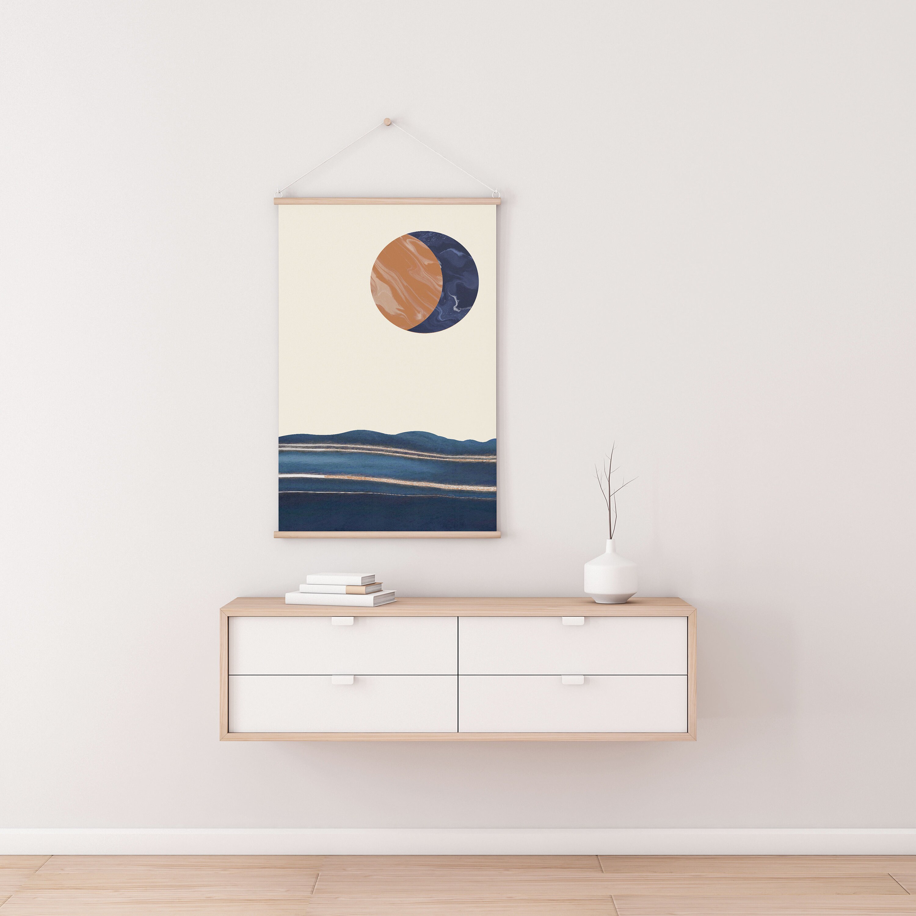 Boho Chic Wall Art, Moon Wall Hanging, Moon Wall Art Poster, Boho Art ...