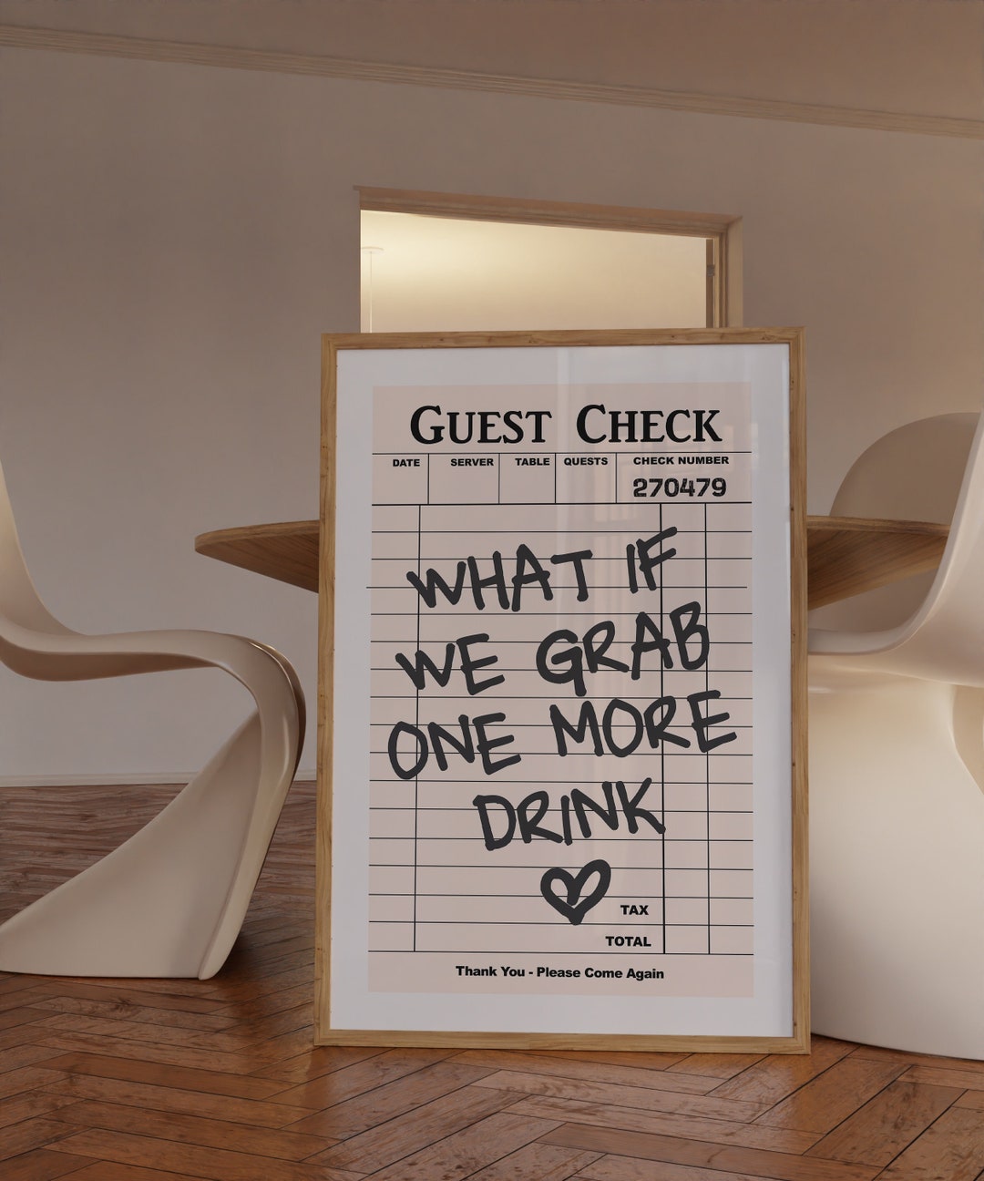 Guest Check Print, Trendy Poster, What If We Grab One More Drink, Guest ...