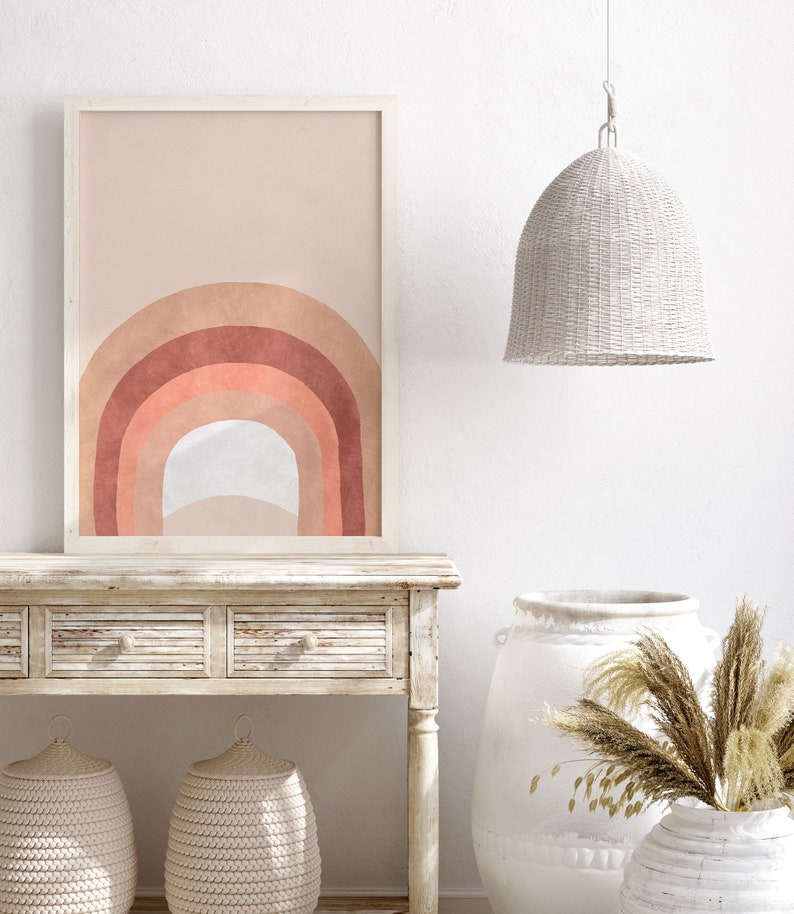 Boho Rainbow Print Wall Art Printable Modern Unisex Nursery | Etsy