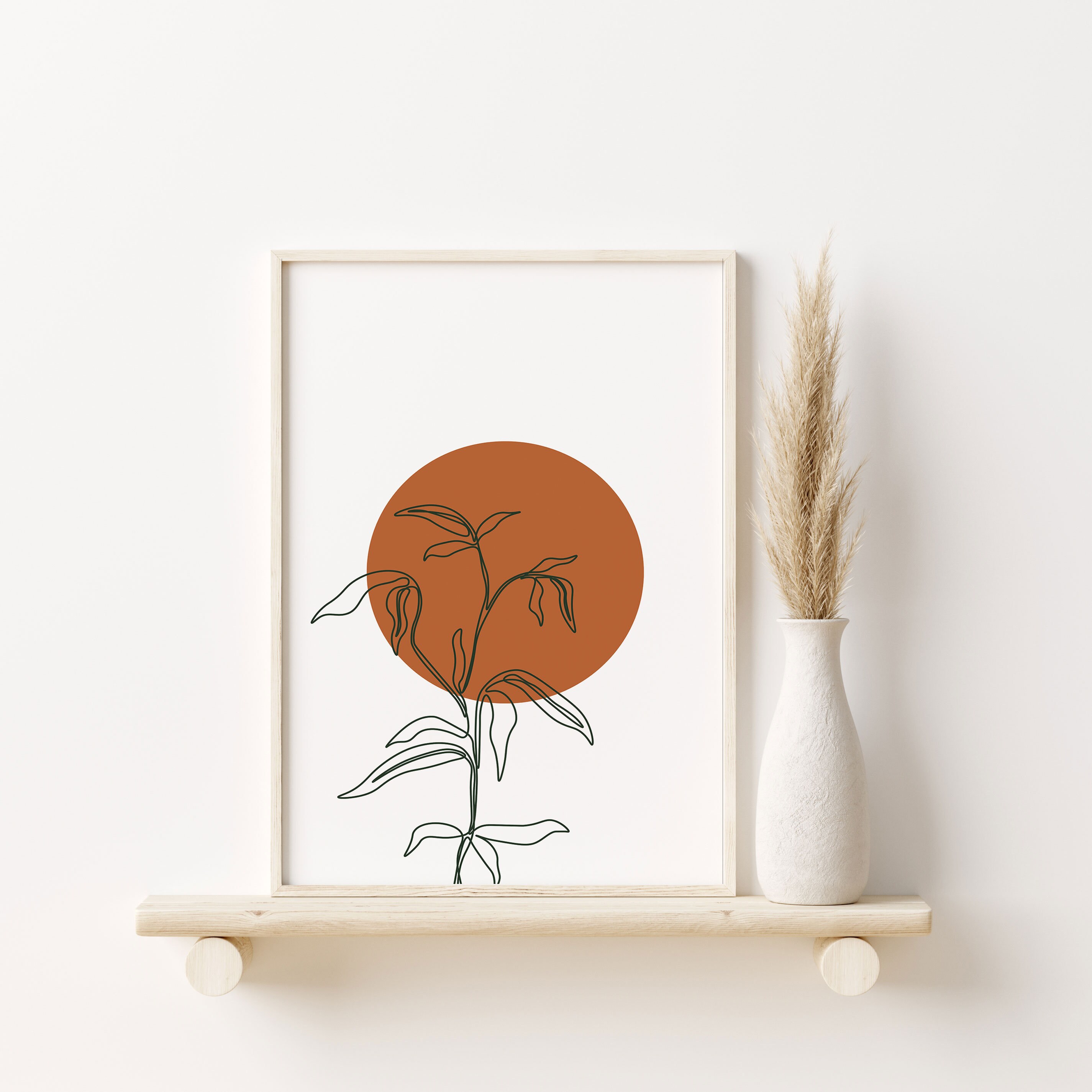 Boho Gallery Wall Art Set, Modern Boho Print Set, Navy and Rust Poster ...