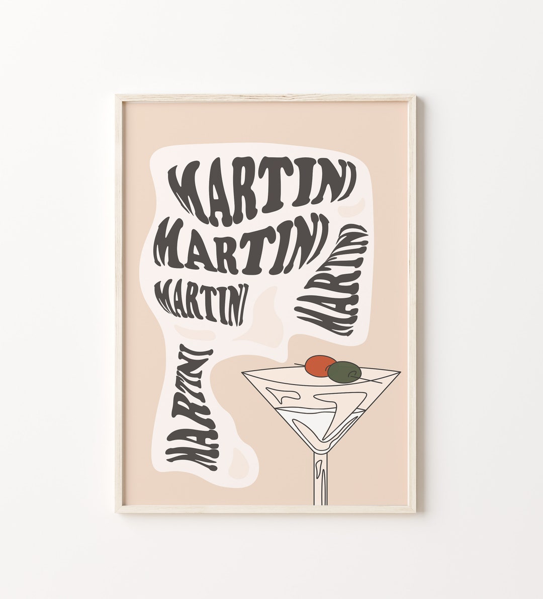 Cocktail Print Retro Martini Poster, Alcohol Wall Art, Neutral ...