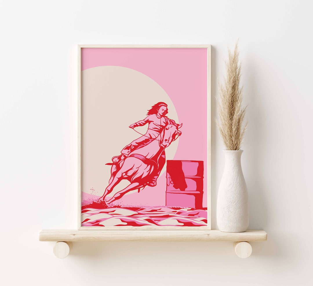 Cowgirl Poster, Trendy Barrel Racing Poster, Rodeo Art, Retro Cowgirl ...
