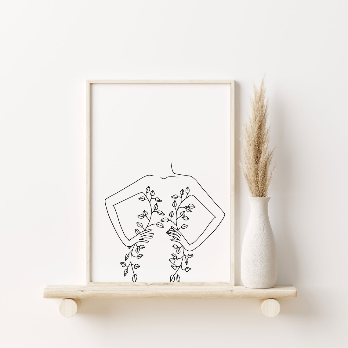 Woman Line Art, Chic Boho Wall Art, Minimalist Line Art Poster, Single ...