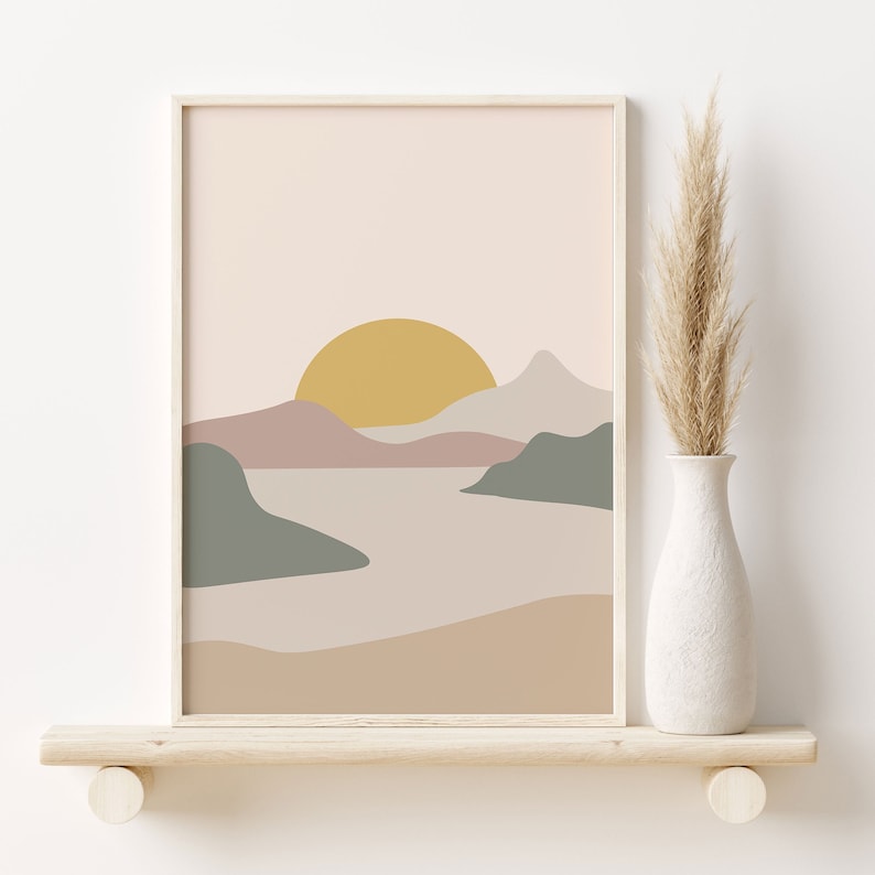 Boho Gallery Wall Print Set Modern Boho Prints Matching Rust | Etsy