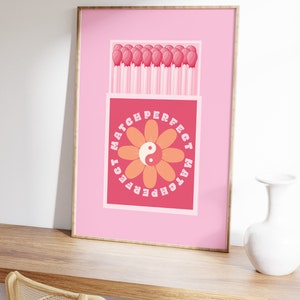 Cute Pink and Red Print, Trendy Wall Art, Perfect Match Print ...