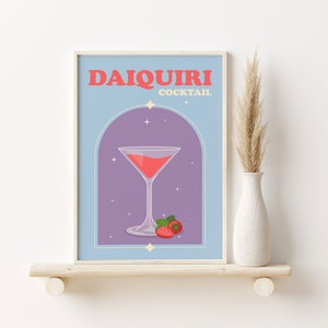 Cute Bar Cart Prints, Cocktail Prints Set of 6, Trendy Retro Wall Art ...