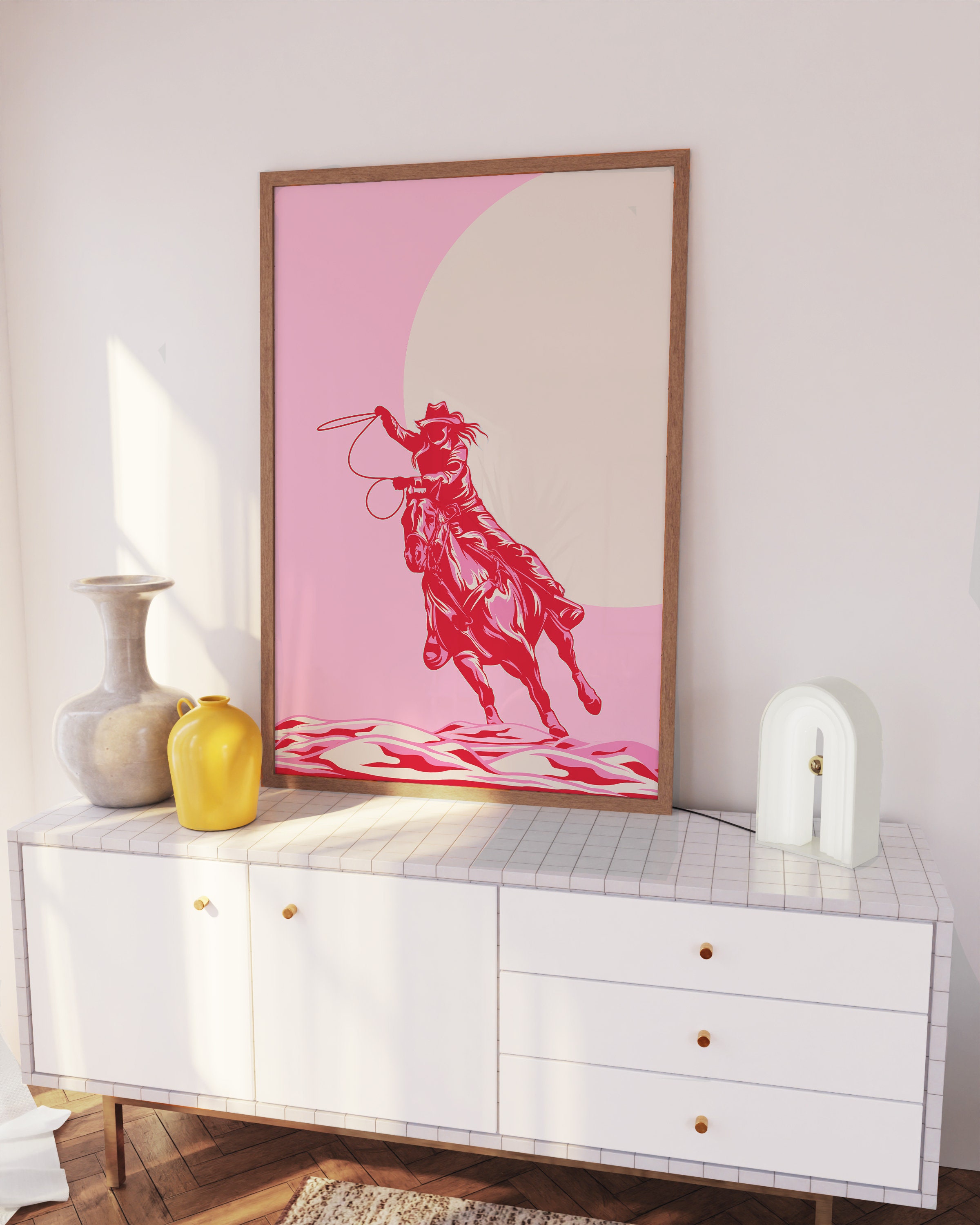 Trendy Pink and Red Cowgirl Print Preppy Western Wall Art - Etsy