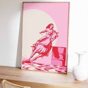 Cowgirl Poster, Trendy Barrel Racing Poster, Rodeo Art, Retro Cowgirl ...