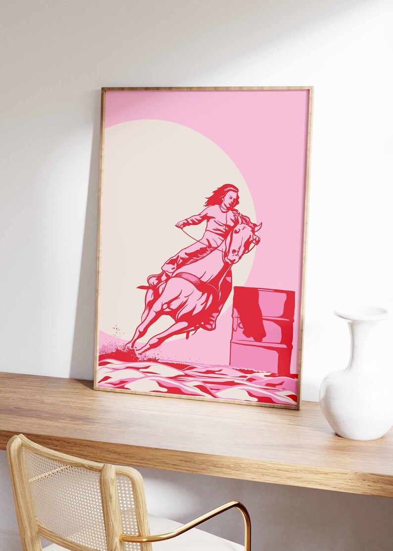 Cowgirl Poster, Trendy Barrel Racing Poster, Rodeo Art, Retro Cowgirl ...