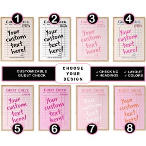 Custom Guest Check Art Print, Trendy Wall Art, Digital Download, Pick ...
