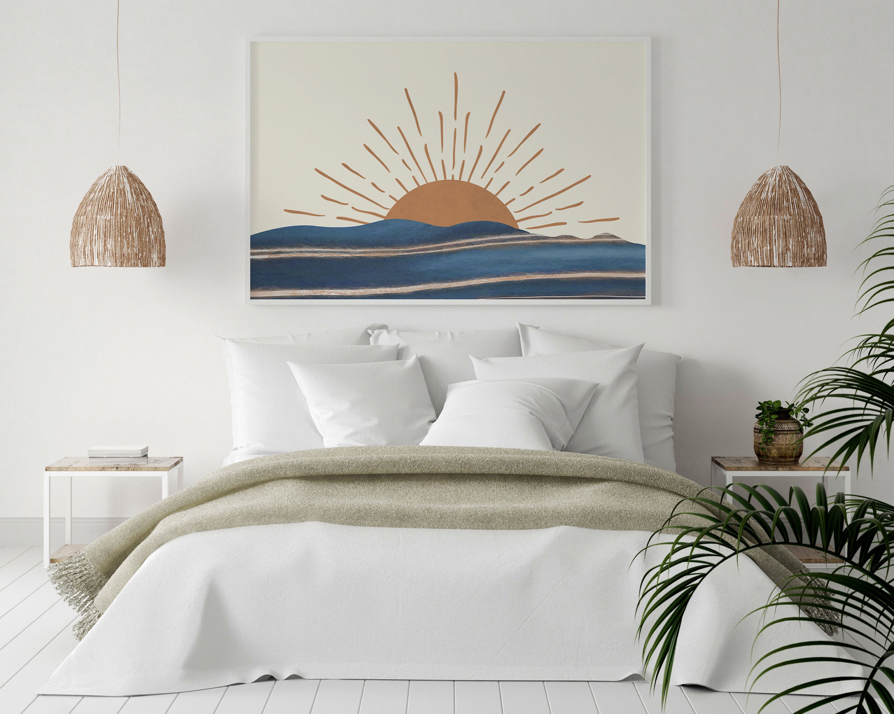 Abstract Rising Sun Print Burnt Orange Sun Wall Art Sun Home | Etsy