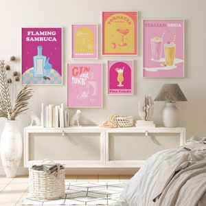 Cocktail Print Set of 10, Colorful Wall Art Drink Posters, Gallery Wall ...