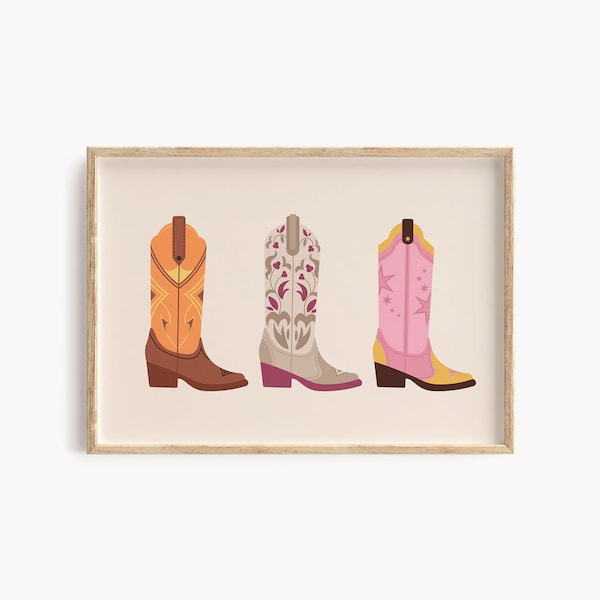 Colorful Cowboy Boot Wall Art - Etsy